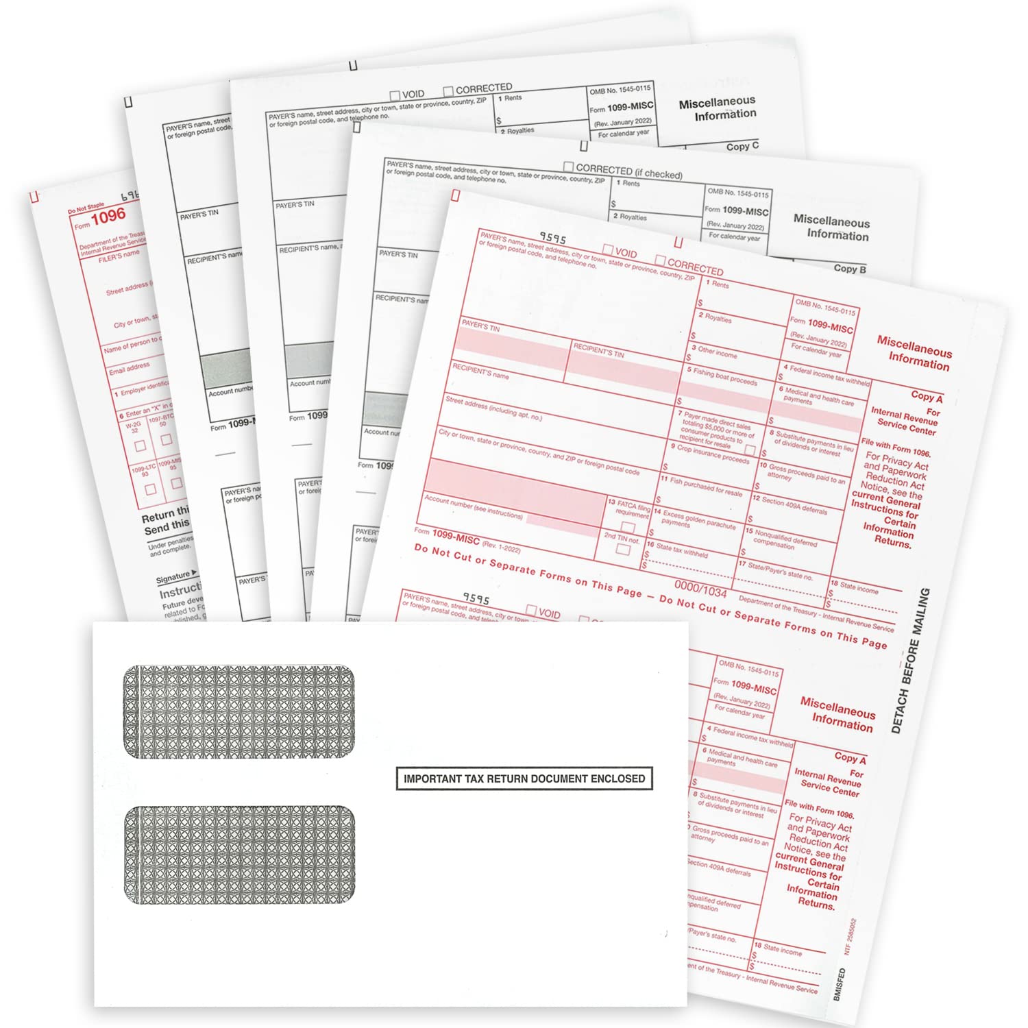 NextDayLabels 1099 MISC Forms for 2023, 4-Part Tax Forms, Vendor Kit of 25 Laser Forms and 25 Self-Seal Envelopes, Forms Designed for QuickBooks and Other Accounting Software