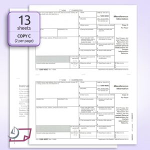 NextDayLabels 1099 MISC Forms for 2023, 4-Part Tax Forms, Vendor Kit of 25 Laser Forms and 25 Self-Seal Envelopes, Forms Designed for QuickBooks and Other Accounting Software