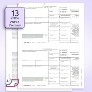 NextDayLabels 1099 MISC Forms for 2023, 4-Part Tax Forms, Vendor Kit of 25 Laser Forms and 25 Self-Seal Envelopes, Forms Designed for QuickBooks and Other Accounting Software