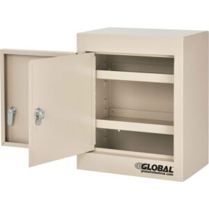 global industrial double door/double lock small narcotics cabinet,12" w x 8" d x 15" h, beige