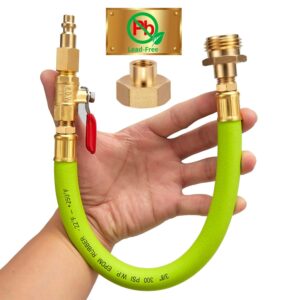 Minimprover Lead -Free Brass 16.9" Winterize Sprinkler System RV Motorhome Boat Camper and Travel Trailer: Air Comp Quick-Connect Plug To 3/4" Garden Hose Faucet Blow Out Adapter Fitting with Valve