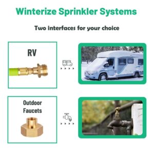 Minimprover Lead -Free Brass 16.9" Winterize Sprinkler System RV Motorhome Boat Camper and Travel Trailer: Air Comp Quick-Connect Plug To 3/4" Garden Hose Faucet Blow Out Adapter Fitting with Valve