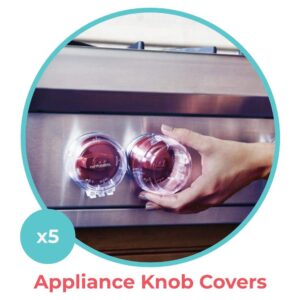 Toddleroo by North States Appliance Knob Covers | Prevents Your Child from Operating The Stove knobs | Fits Most Front Facing stoves | Baby proofing with Confidence (5-Pack, Clear)