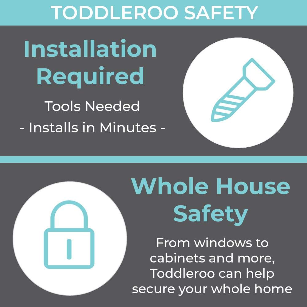 Toddleroo by North States Magnetic Safety Lock | Keep Danger Safely Locked Away with 4 Cabinet or Drawer Locks & 1 Key | Easy Install (4-Pack, White)