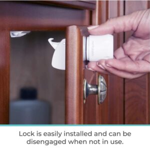 Toddleroo by North States Magnetic Safety Lock | Keep Danger Safely Locked Away with 4 Cabinet or Drawer Locks & 1 Key | Easy Install (4-Pack, White)