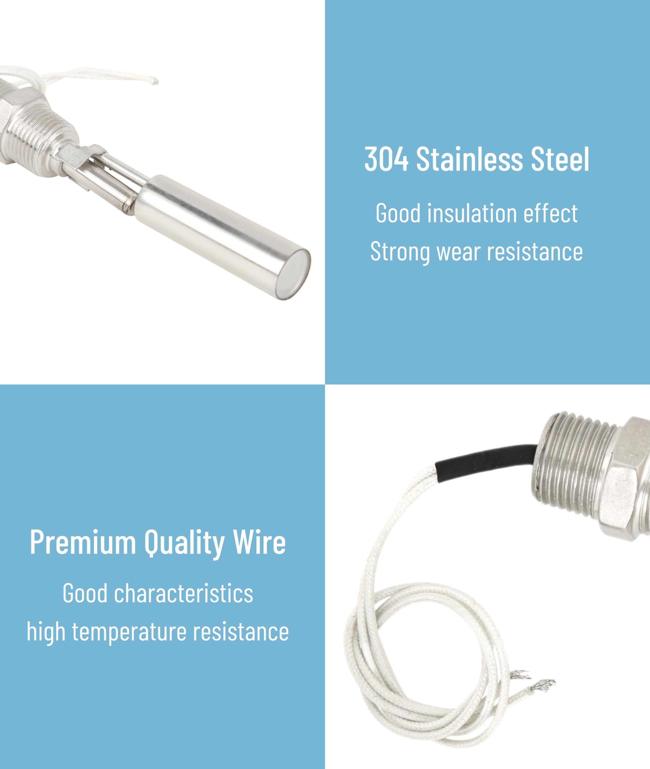 DC0-110V Liquid Water Level Sensor, Sensor Switch, Male Thread 1/2 NPT 304 Stainless Steel, Suitable for Liquids of Different densities, pressures and temperatures