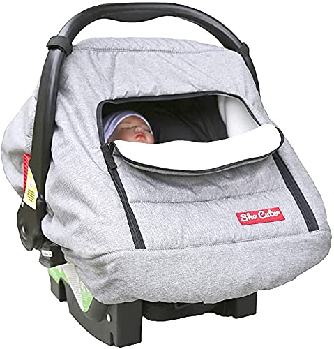 Sho Cute - Winter Baby Car Seat Cover for Boys Girls | Polar Fleece Newborn Cozy Carrier Covers I Warm Infant Carseat Canopy for Babies | Perfect for Cold Weather of Spring Fall and Winter | Soft Grey