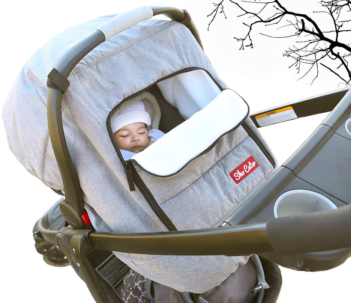 Sho Cute - Winter Baby Car Seat Cover for Boys Girls | Polar Fleece Newborn Cozy Carrier Covers I Warm Infant Carseat Canopy for Babies | Perfect for Cold Weather of Spring Fall and Winter | Soft Grey