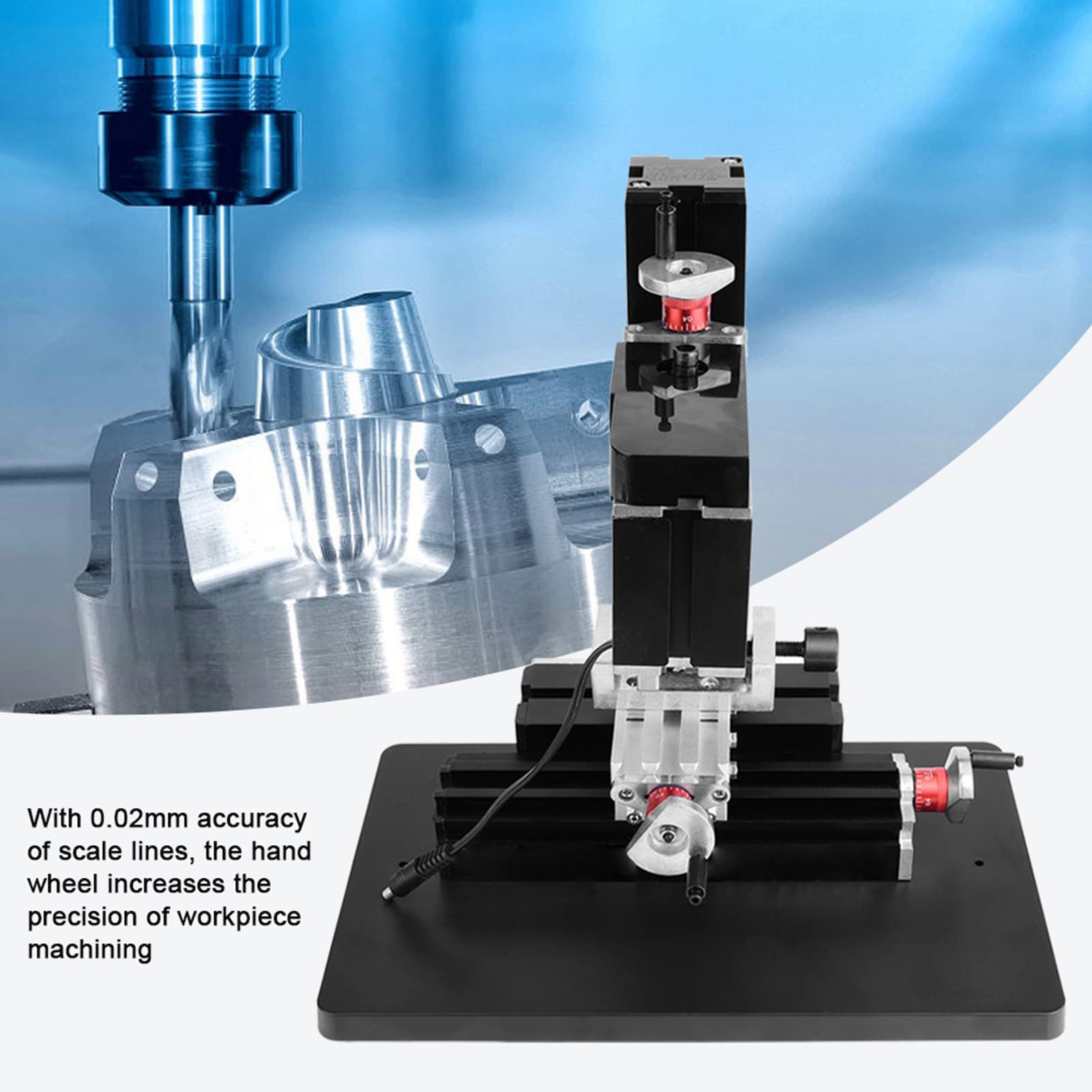 Lathe Tools 60W 12000RPM Mini Metal Lathe DIY Miniature Milling Machine 100-240V Lignin Plastic Soft Metal Gold Silver Copper Aluminum Acrylic Plastic,Small Drilling and Milling