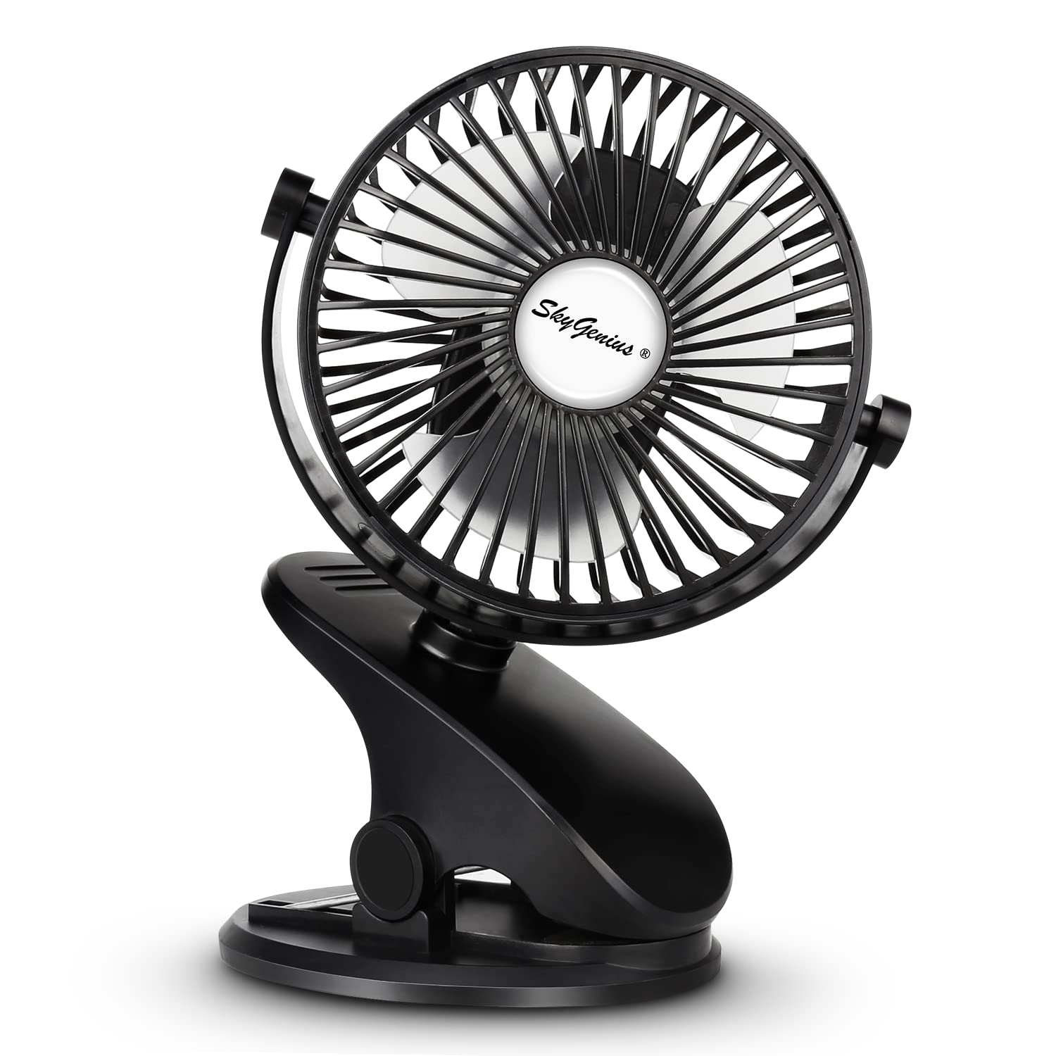 SkyGenius Battery Operated Clip On Baby Stroller Fan (Black)