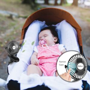 SkyGenius Battery Operated Clip On Baby Stroller Fan (Black)