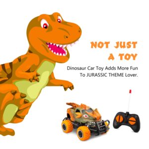 SLHFPX RC Toys for 4-5 Year Old Boys Dinosaur Remote Control Cars, Mini Dino Cars for Kids Toys Age 3-6 RC Race Trucks, 2021 Monster Truck for Toddlers Birthday Gifts (Orange)