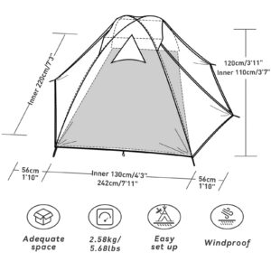 Forceatt Camping Tent-2 Person Tent, Waterproof & Windproof. Lightweight Backpacking Tent, Easy Setup, Suitable for Outdoor and Hiking Traveling