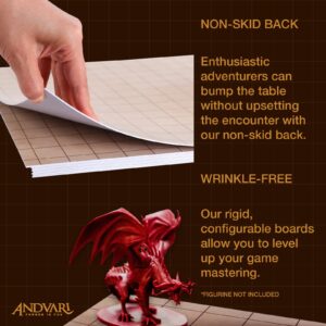 GSM Brands Battle Mat with Grid for Dungeons Role Playing Tabletop Dragons Game - 4 Pack Dry Erase Battle Boards, Non-Skid Back (17x13 Inches Each Makes 34x26 Board)