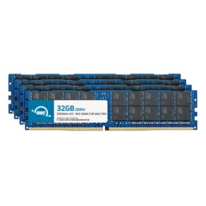 owc 128gb (4 x 32gb) ddr4 ecc registered cl21 pc4-23400 2933mhz sdram memory ram upgrade module compatible with 2019 mac pro 7,1 models (owc2933r3m128)