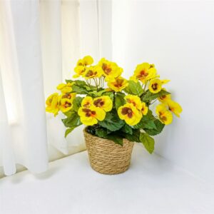 Mynse 2 Pieces 14.1" Silk Pansy Artificial Pansy Flowers for Home Indoor Garden Decoration (Red)