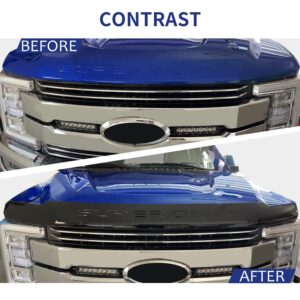 ECOTRIC Black Hood Deflector Bug Shield Compatible with 2017 2018 2019 2020 2021 2022 Ford F250 F350 Super Duty Guard Bonnet Hood Protector