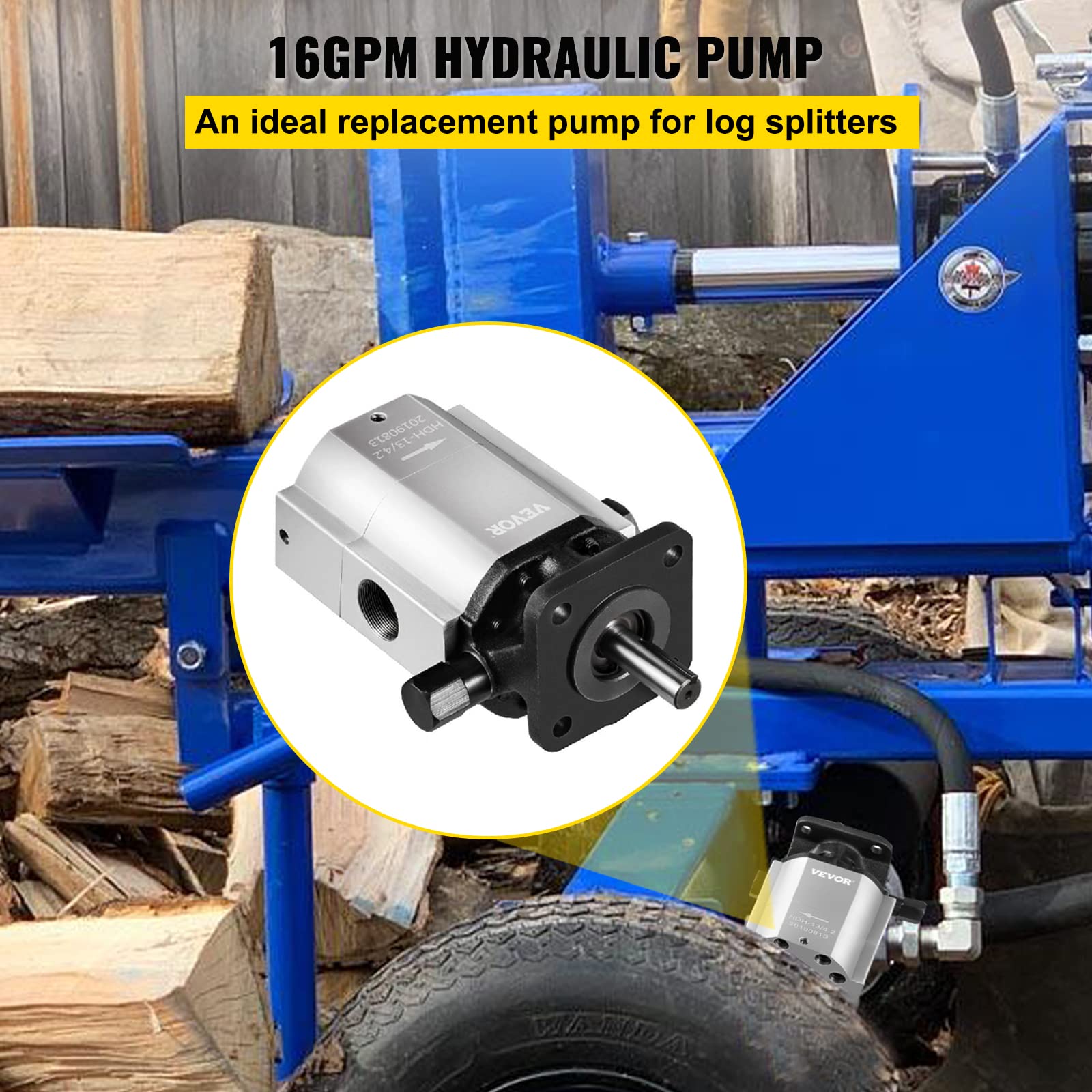 Bestauto Hydraulic Pump 16 GPM Hydraulic Motor 2 Stage Hydraulic Pump Log Splitter Hydraulic Pump Wood Splitter Pumps Log Splitter Hydraulic Built Pump Hydraulic Wood Splitter Parts & Hydraulic Motor