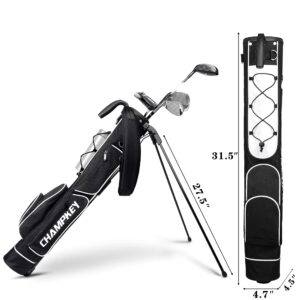 CHAMPKEY Lightweight Golf Stand Bag | Professional Pitch Golf Bag Ideal for The Driving Range, Par 3 and Executive Courses (1.0)