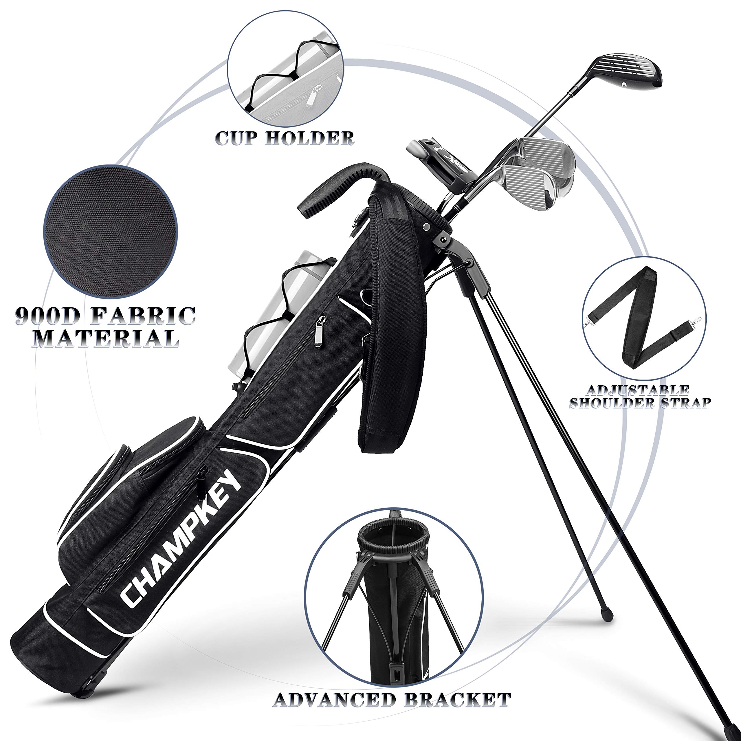 CHAMPKEY Lightweight Golf Stand Bag | Professional Pitch Golf Bag Ideal for The Driving Range, Par 3 and Executive Courses (1.0)