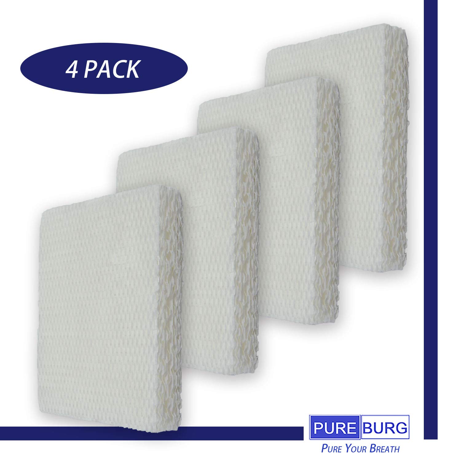 PUREBURG HFT600 Replacement Humidifier Wick Filters Compatible with Honeywell HFT600 Fits HEV615 and HEV620 Series Top Fill Tower humidifier,Filter T, 4-Pack