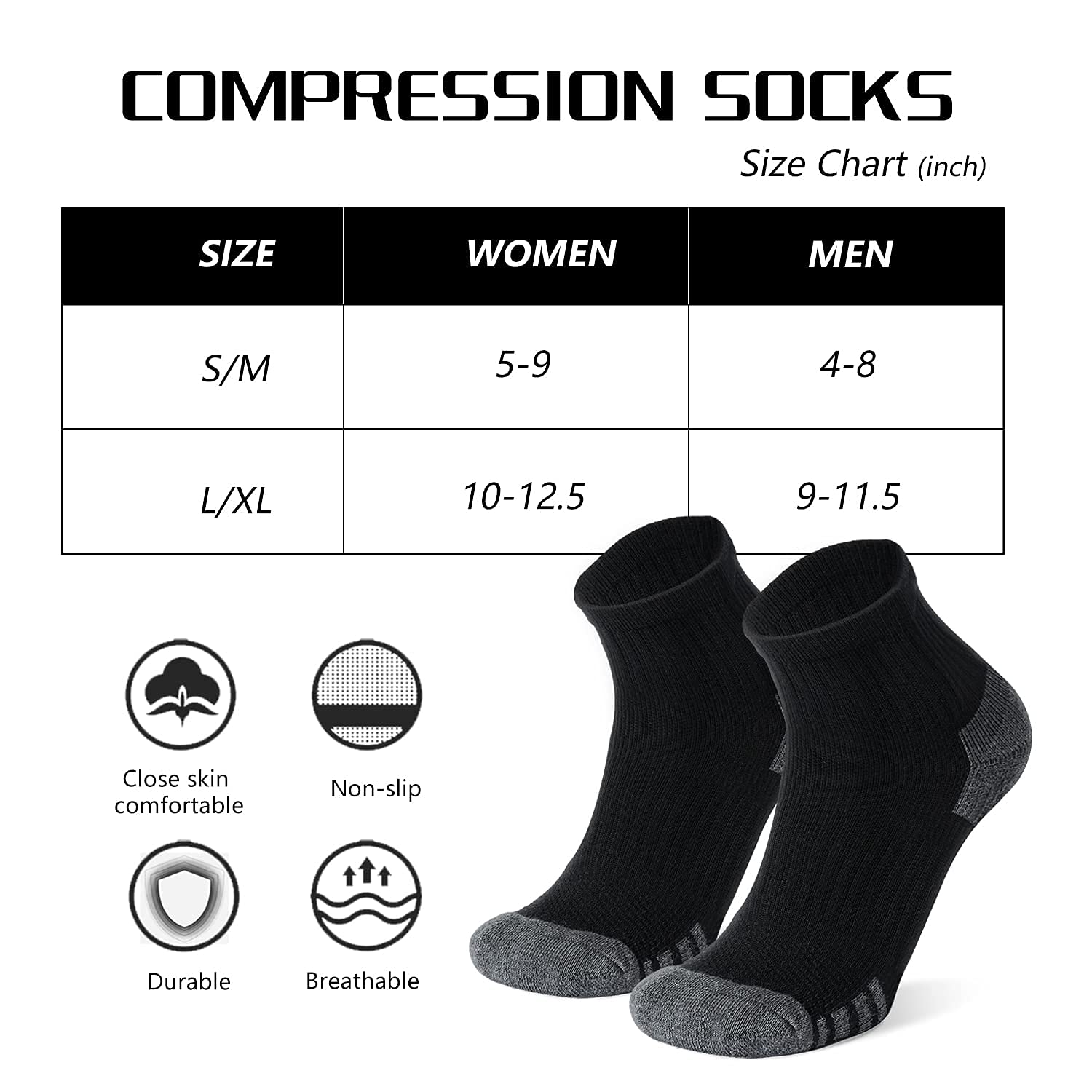 Iseasoo Copper Compression Socks for Men & Women Circulation-Ankle Plantar Fasciitis Socks Support for Athletic Running