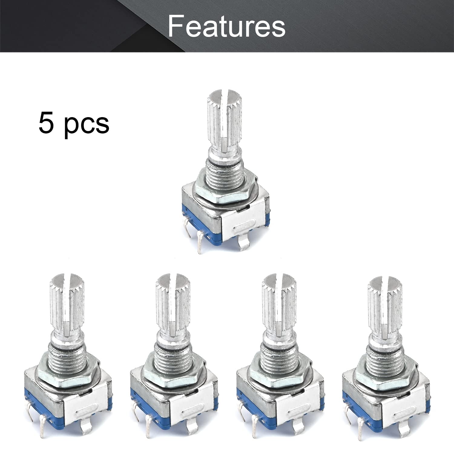 Fielect 5Pcs 360 Degree EC11 Rotary Encoder Code Switch Digital Potentiometer 7 Pins 20mm Shaft