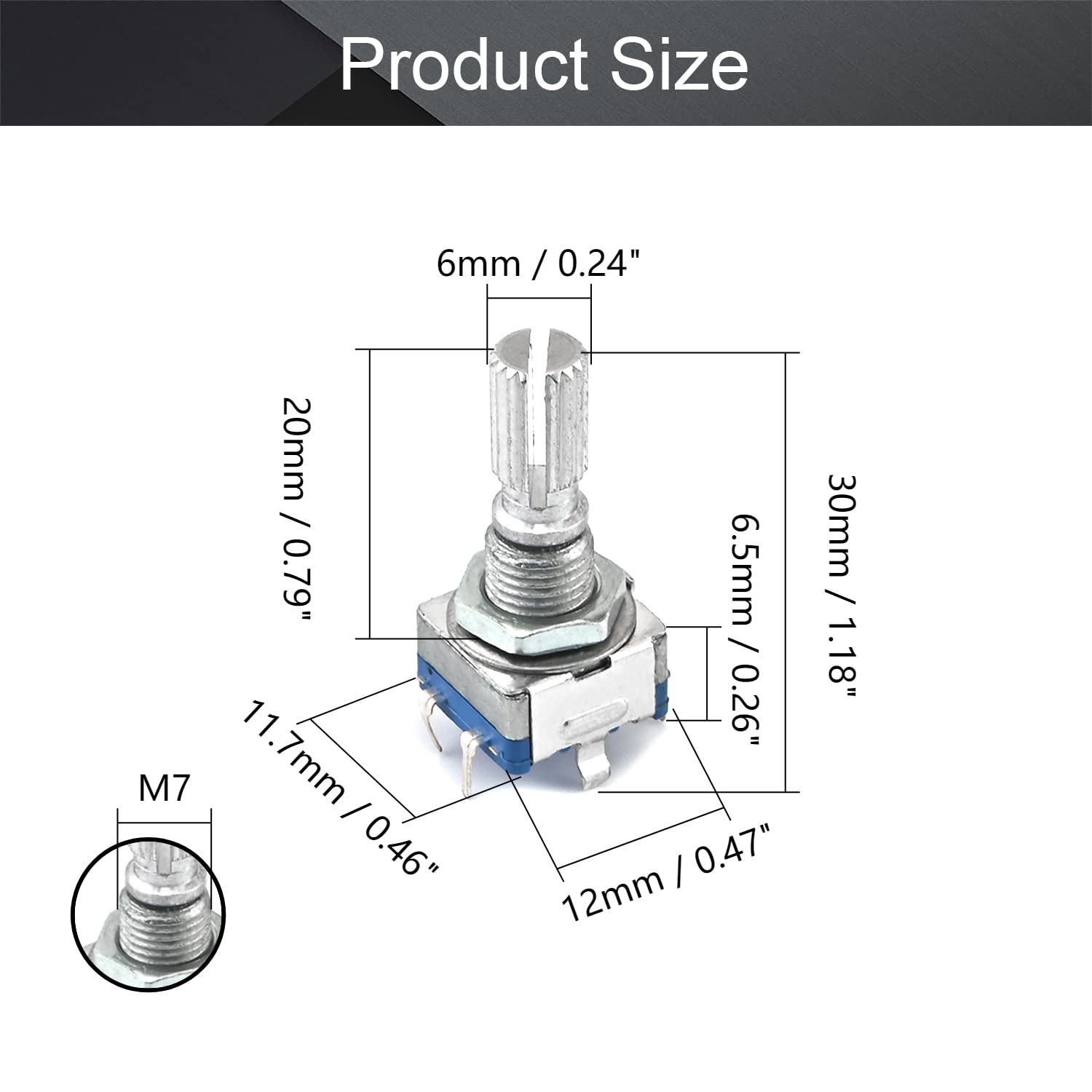 Fielect 5Pcs 360 Degree EC11 Rotary Encoder Code Switch Digital Potentiometer 7 Pins 20mm Shaft