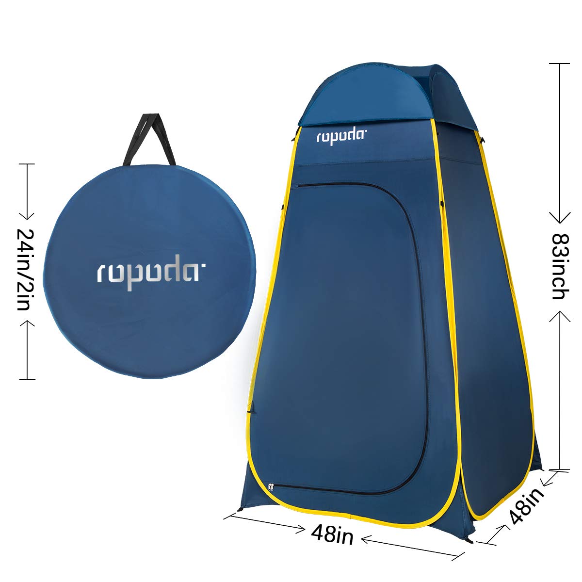 ROPODA Pop Up Tent 83inches x 48inches x 48inches, Upgrade Privacy Tent, Porta-Potty Tent Includes 1 Removable Bottom,8 Stakes,1Removable Rain Cover,1 Carrying Bag