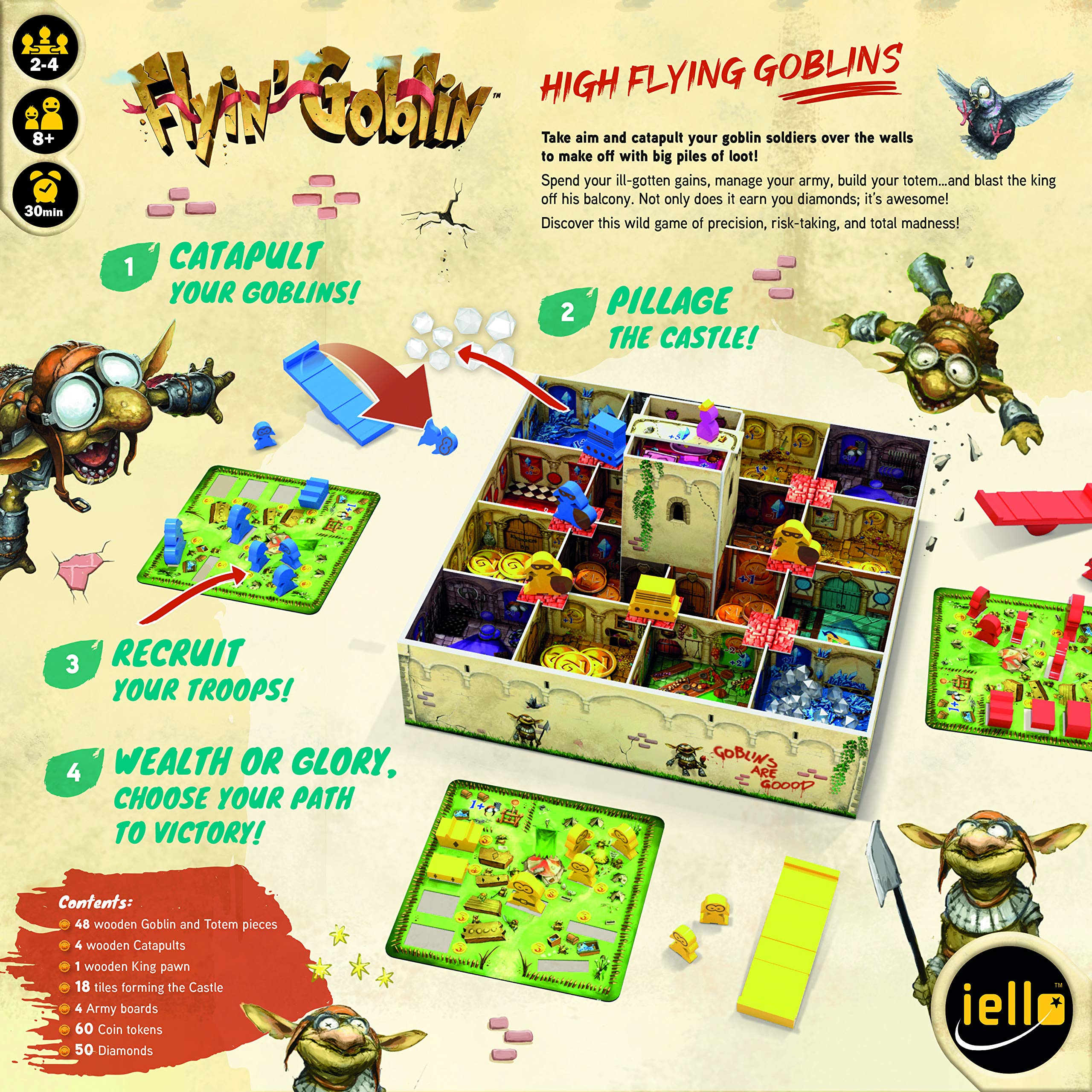 IELLO: Flyin' Goblin, Strategy Board Game, Perfect Mix of Humor Skill, Risk Taking and Tactics, 2 to 4 Players, 30 Minute Play Time, for Ages 8 and Up