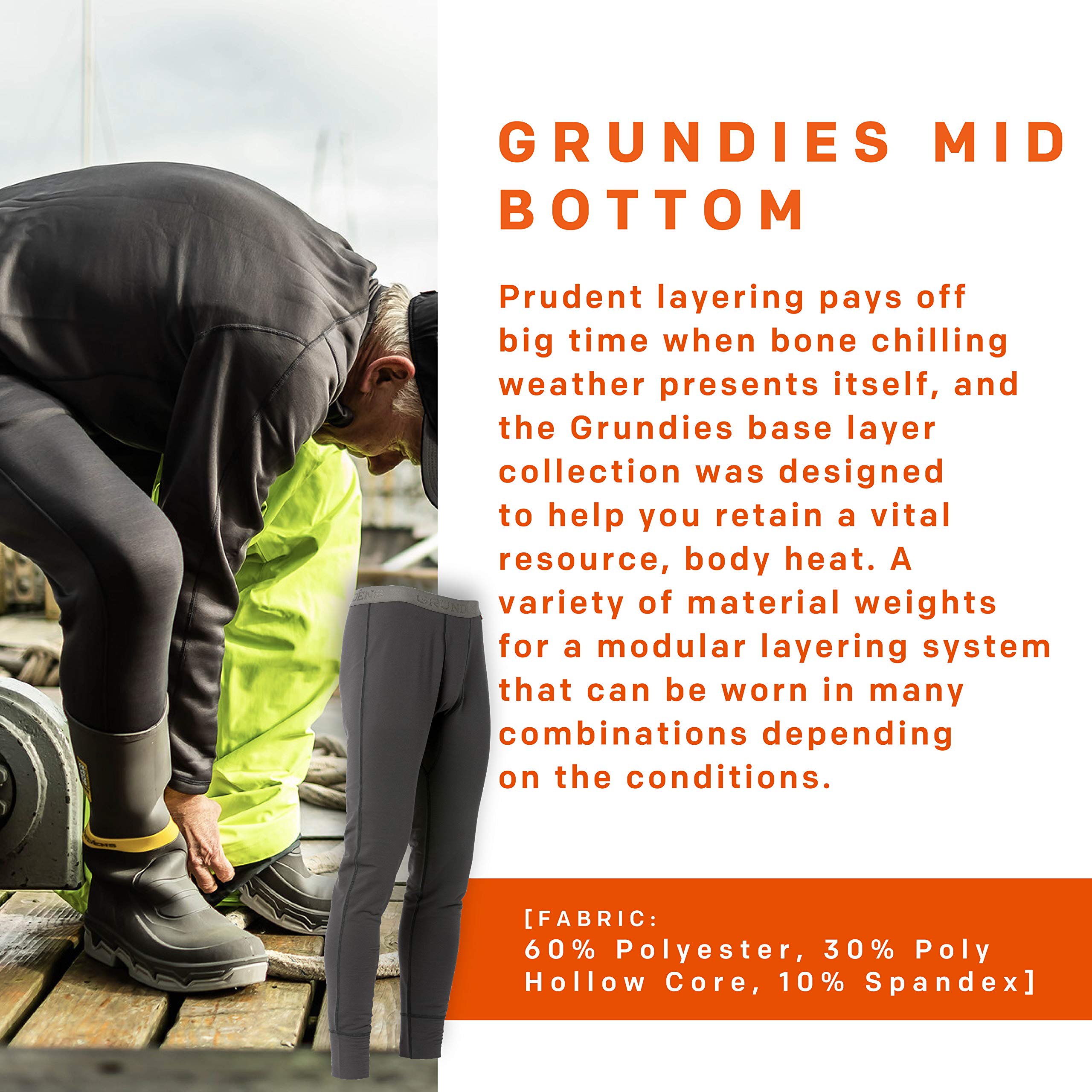 Grundens Men’s Grundies Mid Bottom | Base Layer, Anti-Odor, Anchor, Medium