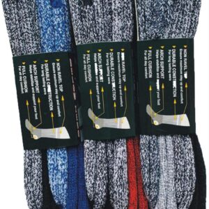 Diamond Star Merino Wool Socks 6 Pairs Thermal Socks Insulated for Cold Weather Winter Socks For Men & Women 10-13 (3 Black,1Red,1Grey,1Royal Blue)