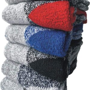 Diamond Star Merino Wool Socks 6 Pairs Thermal Socks Insulated for Cold Weather Winter Socks For Men & Women 10-13 (3 Black,1Red,1Grey,1Royal Blue)