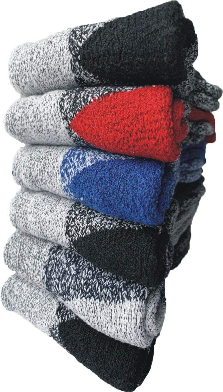 Diamond Star Merino Wool Socks 6 Pairs Thermal Socks Insulated for Cold Weather Winter Socks For Men & Women 10-13 (3 Black,1Red,1Grey,1Royal Blue)