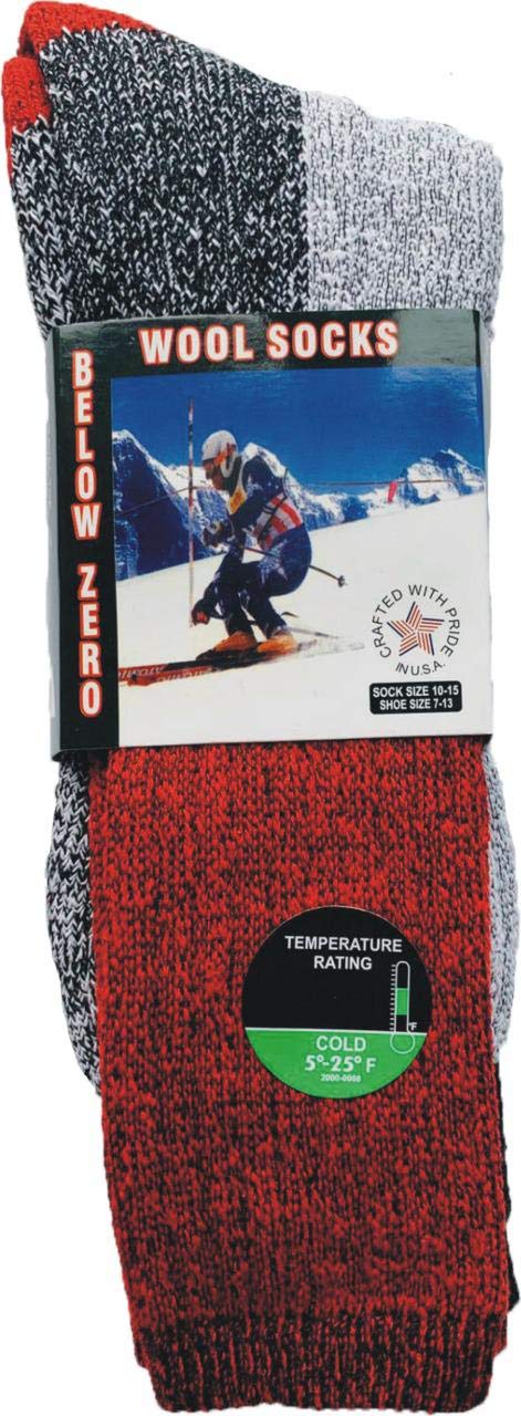 Diamond Star Merino Wool Socks 6 Pairs Thermal Socks Insulated for Cold Weather Winter Socks For Men & Women 10-13 (3 Black,1Red,1Grey,1Royal Blue)