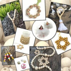 1000pcs Natural Wooden Beads, Round Wood Beads Unfinished Wooden Decorative Beads Loose Spacer Beads for Crafts Making 7 Sizes (20mm, 16mm, 14mm, 12mm,10mm, 8mm, 6mm)