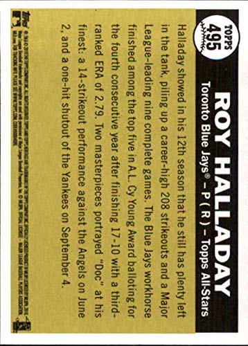 2010 Topps Heritage #495 Roy Halladay Toronto Blue Jays AS (SP - Short Print) MLB Baseball Card NM-MT