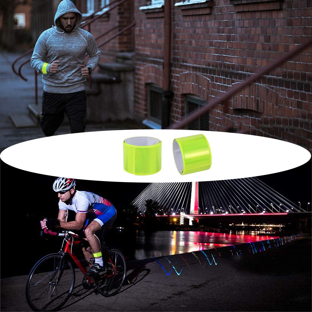 HEQUSigns 20 Pcs Reflector Snap Bands Fluorescent Slap Armbands Reflector Strips High Visibility Slap Safety Bands for Children Adults Boys and Girls When Cycling Running Jogging