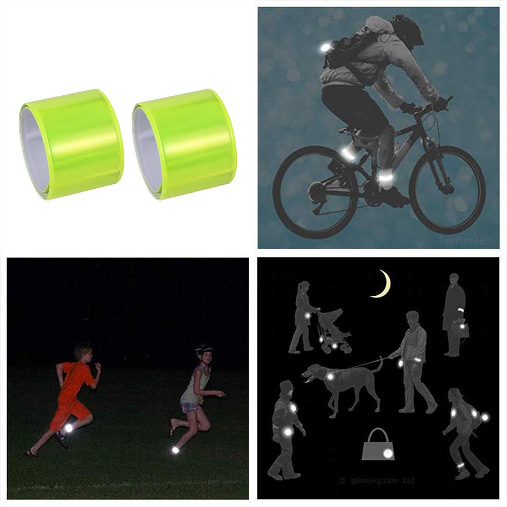 HEQUSigns 20 Pcs Reflector Snap Bands Fluorescent Slap Armbands Reflector Strips High Visibility Slap Safety Bands for Children Adults Boys and Girls When Cycling Running Jogging