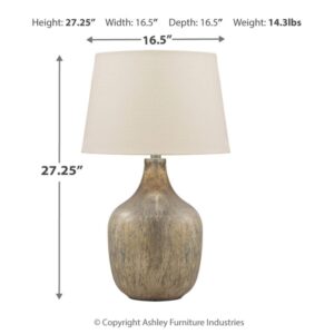 Signature Design by Ashley Mari Contemporary 27.75" Mercury Glass Table Lamp, Gray & Gold