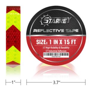 STARREY Reflective Tape Red & Yellow 1 in X 15 FT Waterproof Self Adhesive Trailer Safety Caution Reflector Conspicuity Tape for Trucks Cars