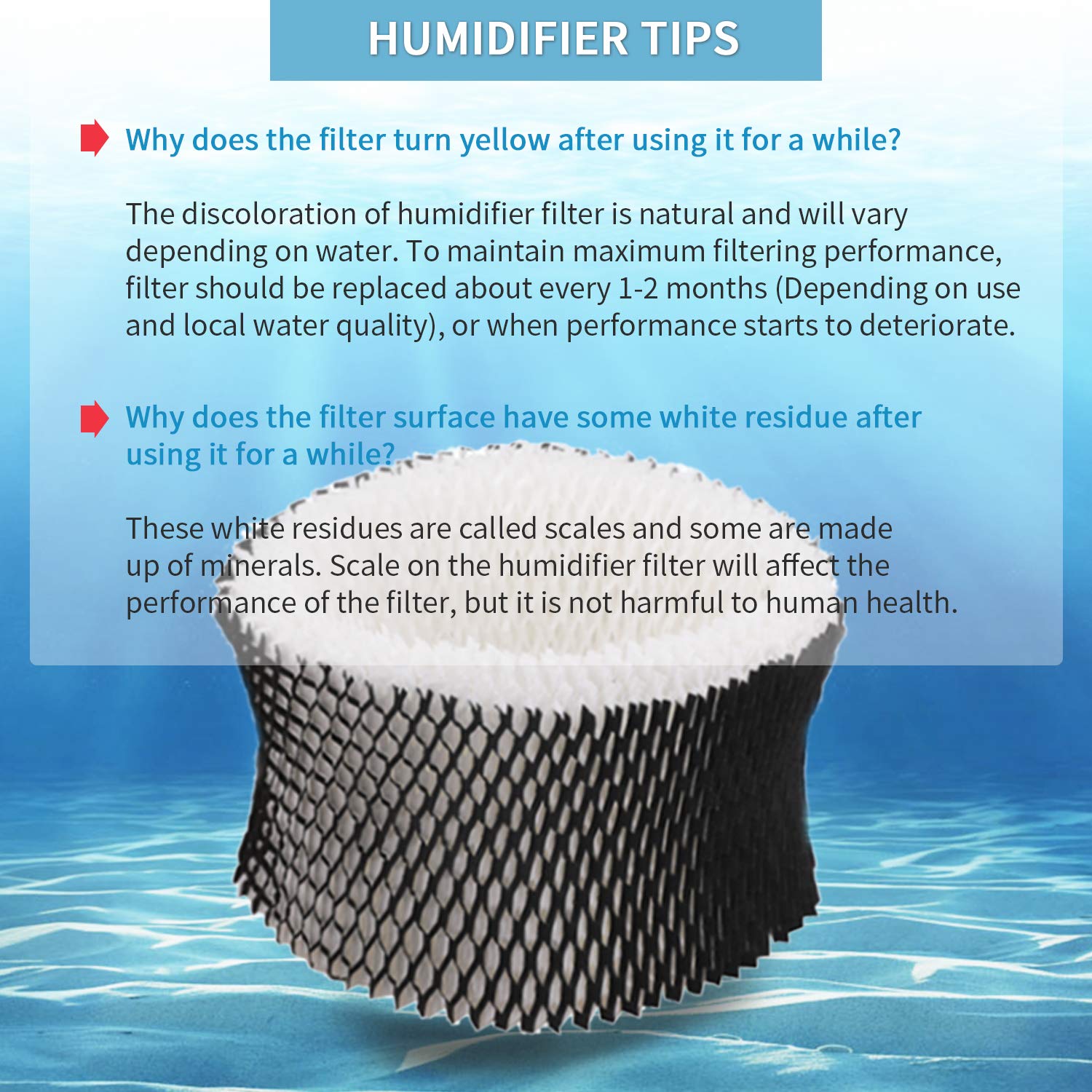 HWF62 Humidifier Filter A for Holmes - Replacement for Holmes Sunbeam Humidifier Filter A, Replaces HWF62 HWF62CS HWF62D SF212, Fits Humidifier Models SCM1100, SCM1701, SCM1702, SCM1762 (4 Pack)