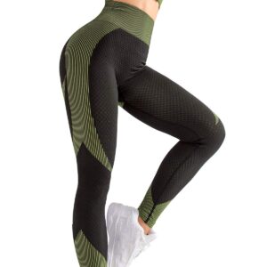 OLCHEE Women's 2 Piece Tracksuit Workout Set - Leggings and Crop Top Green M