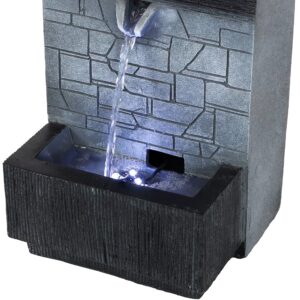 Sunnydaze Tiered Brick Wall 13-Inch Tabletop Fountain with LED Light - Electric Submersible Pump with Adjustable Flow