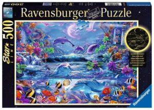 ravensburger 15047 moonlit magic 500 piece glow in the dark puzzle for adults - every piece is unique, softclick technology means pieces fit together perfectly