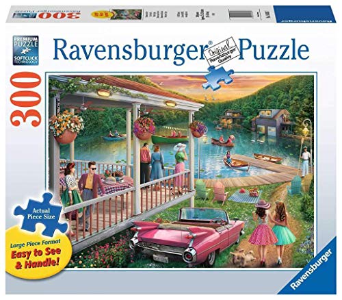 Ravensburger 16438 Summer at The Lake 300 Piece Large Pieces Jigsaw Puzzle for Adults - Every Piece is Unique, Softclick Technology Means Pieces Fit Together Perfectly