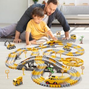 iHaHa Toddler Boy Toys 236 PCS Race Tracks Toys Gifts for 3 4 5 Year Old Boys Kids, 3 4 5 6 Year Old Boys Toys, Construction Toys for Boys Age 3-5 4-6 5-7