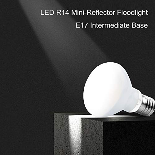 Bonlux R14 E17 Reflector LED Light Bulb, 4W LED E17 Intermediate Base Floodlight 40W Incandescent Replacement Bulb for Cabinet Reading Light, Spotlight, Exhibition Light, Daylight 6000K (4-Pack)