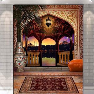 Palace of Morocco Backdrop for Moroccan Party Middle Eastern Style Interior Palace Architecture Art Design Background for Kids Children Baby Shower Birthday Party Decor MEETSIOY 5x7ft LSMT1421