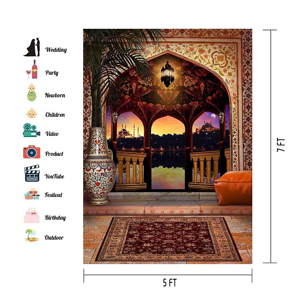 Palace of Morocco Backdrop for Moroccan Party Middle Eastern Style Interior Palace Architecture Art Design Background for Kids Children Baby Shower Birthday Party Decor MEETSIOY 5x7ft LSMT1421